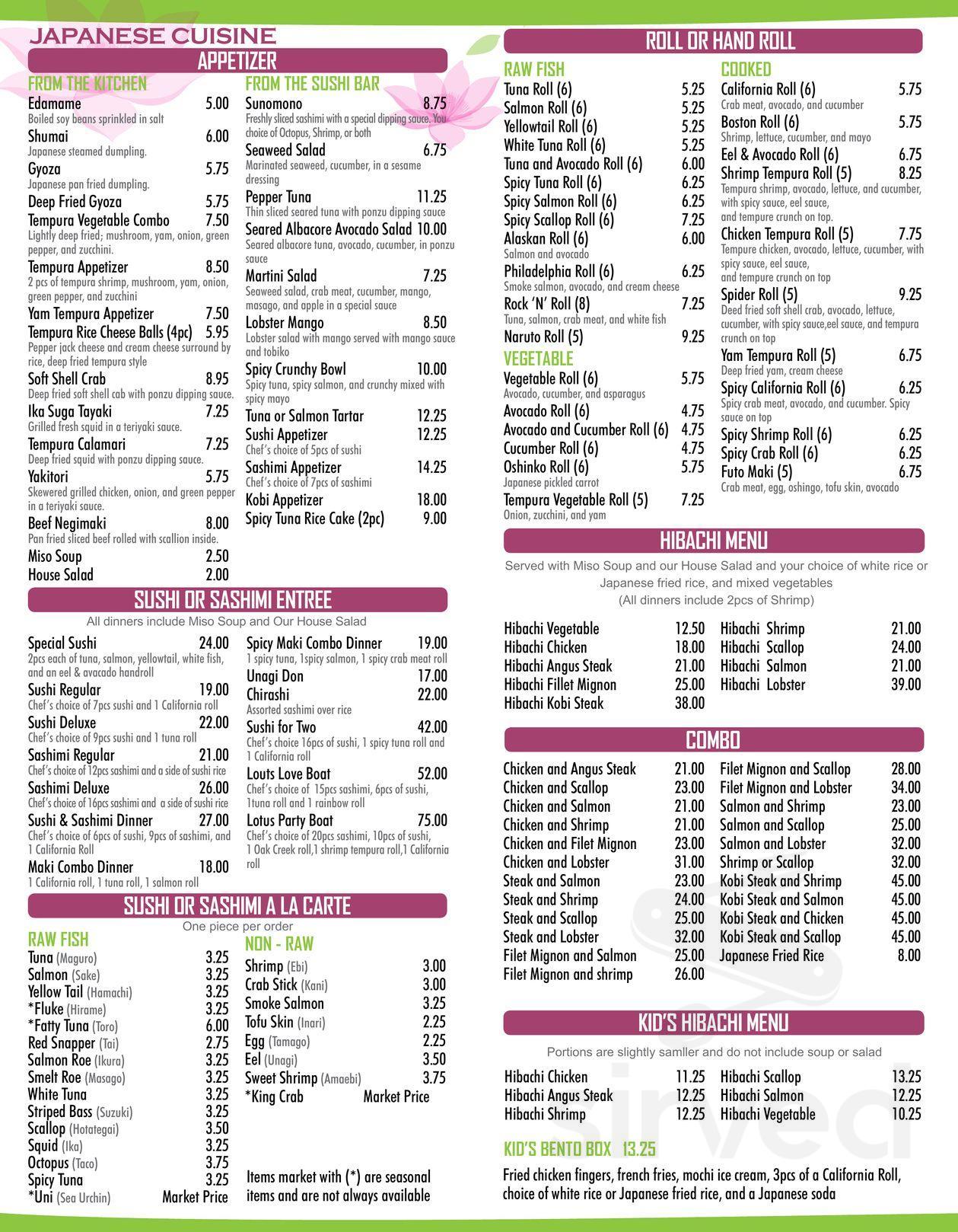 Lotus Restaurant ( Dine-in open!) menu in Oak Creek, Wisconsin, USA