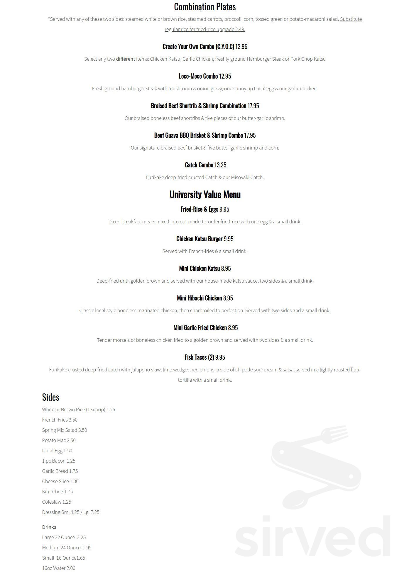 Menu - Honolulu HI's Kahai Street Kitchen | Sirved