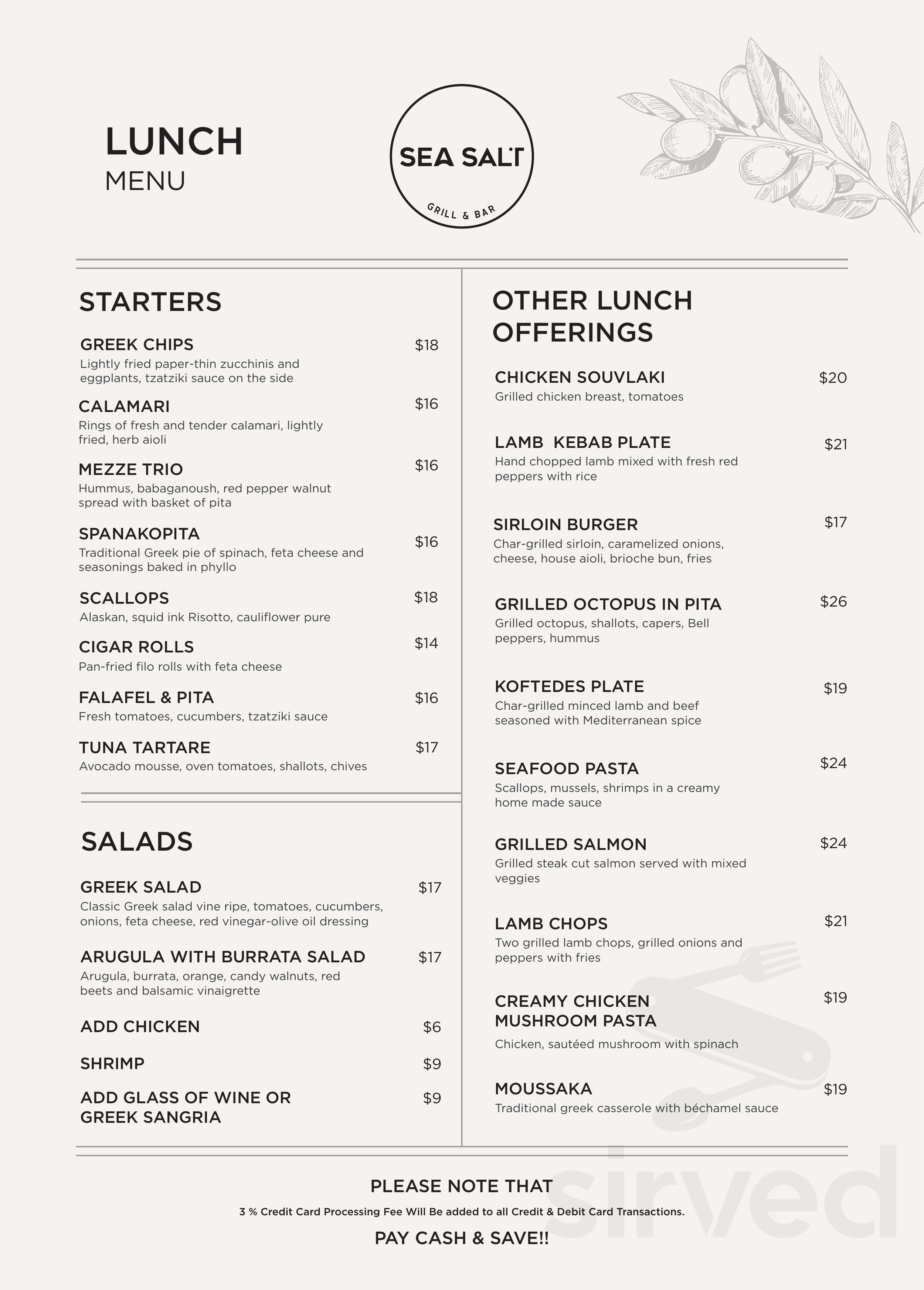 Sea Salt menu in New York, New York, USA