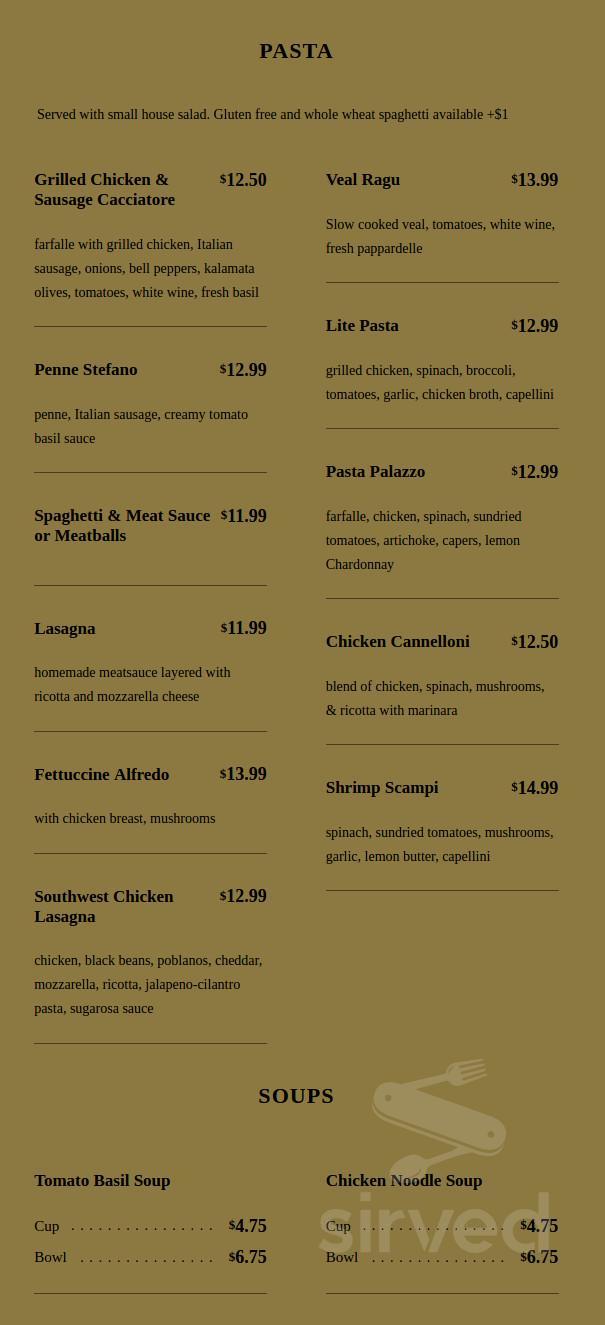Palazzo's: Westchase menu in Houston, Texas, USA
