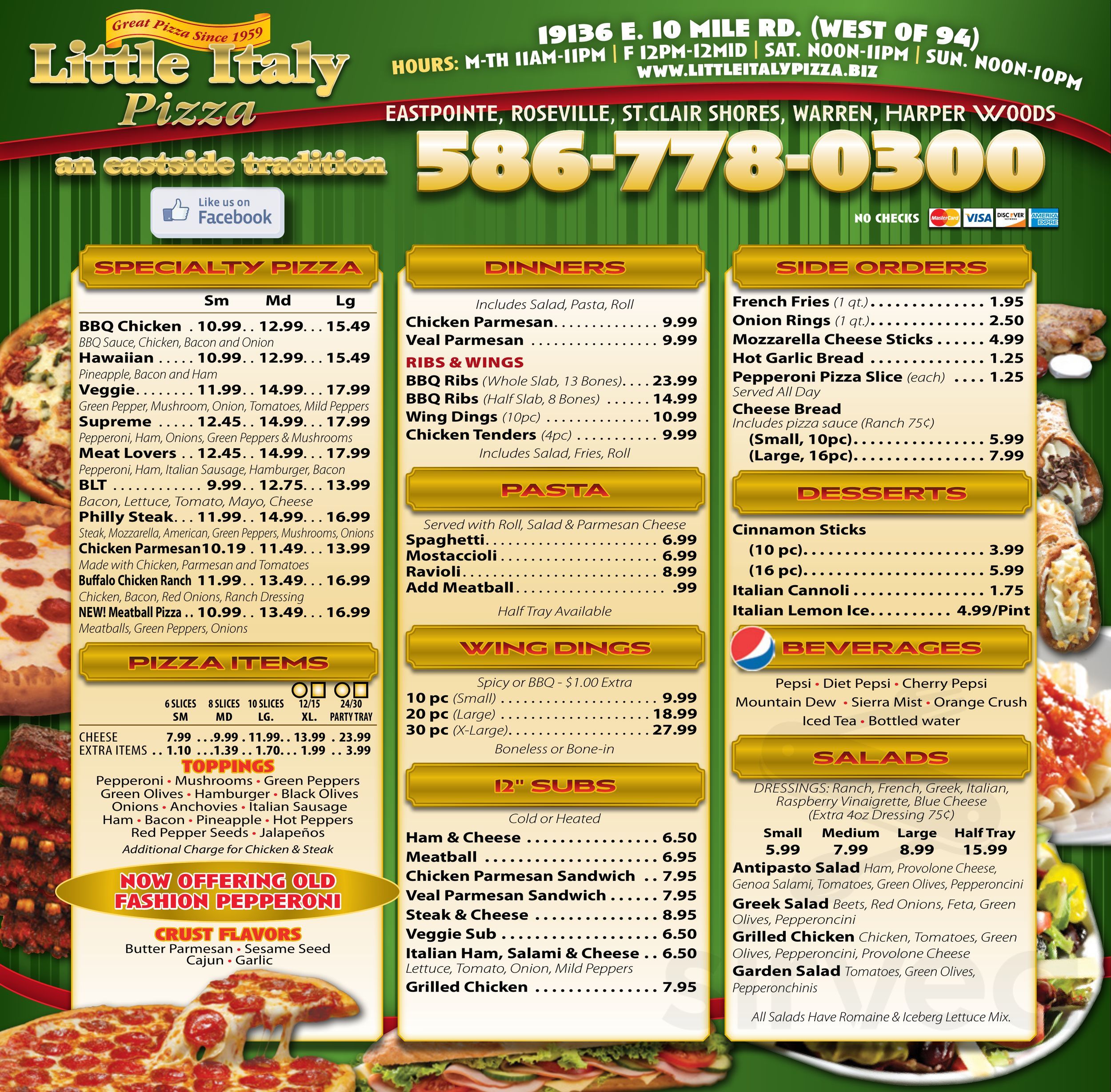 Little Italy Pizza menus in Eastpointe, Michigan, United States