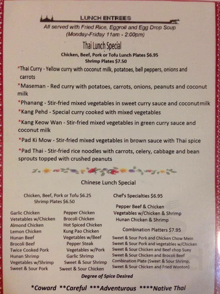 Menu for Terry's Thai Cafe in Ingleside, TX | Sirved