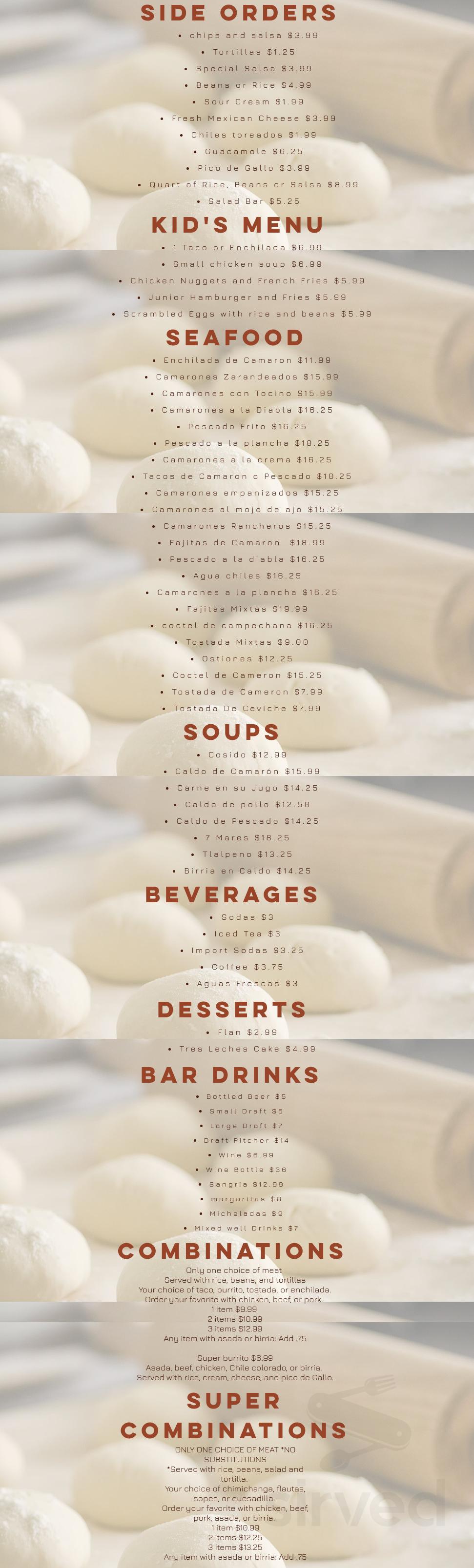 Nena's Mexican Cuisine menu in Stockton, California, USA
