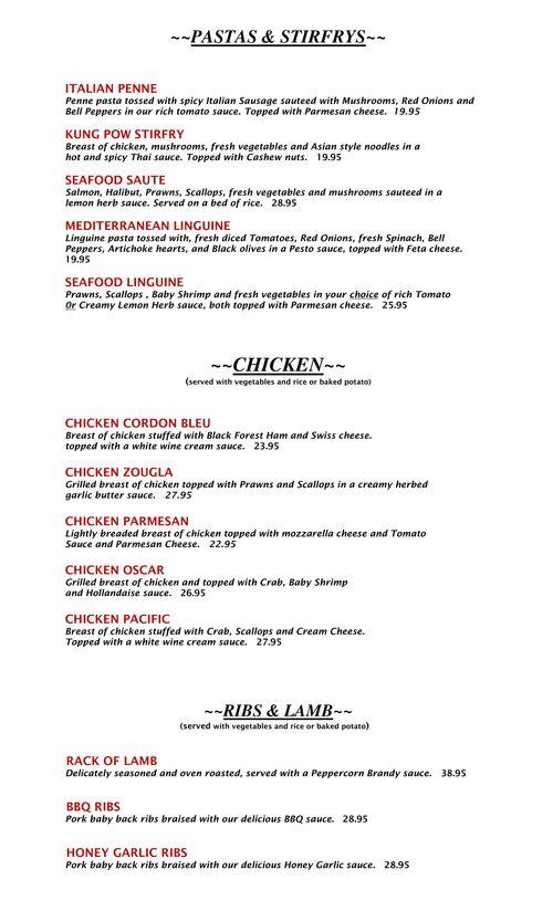 Zougla Restaurant menu in Nanaimo, British Columbia, Canada