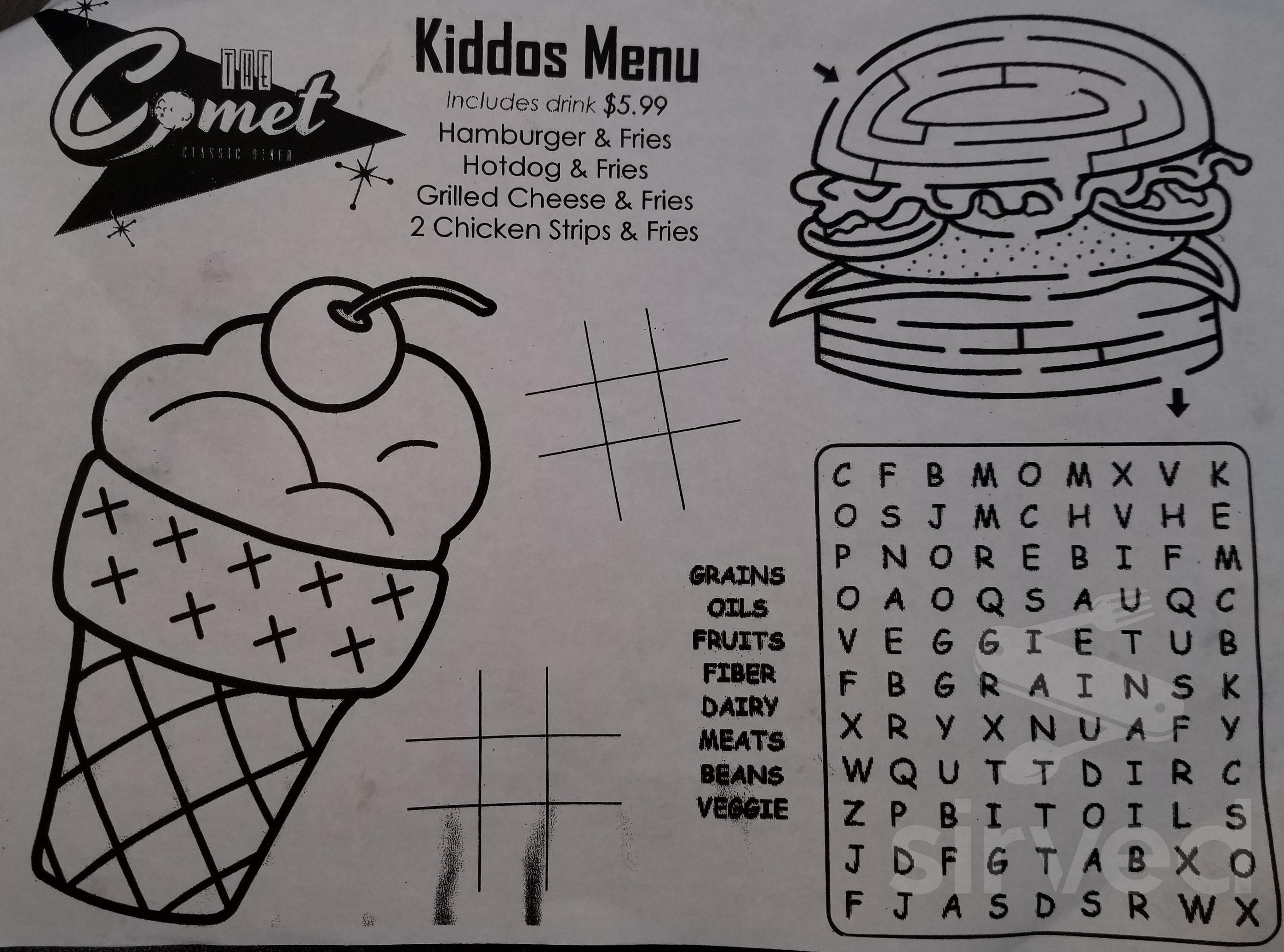 The Comet Classic Diner & Creamery menus in Birch Run, Michigan, United ...