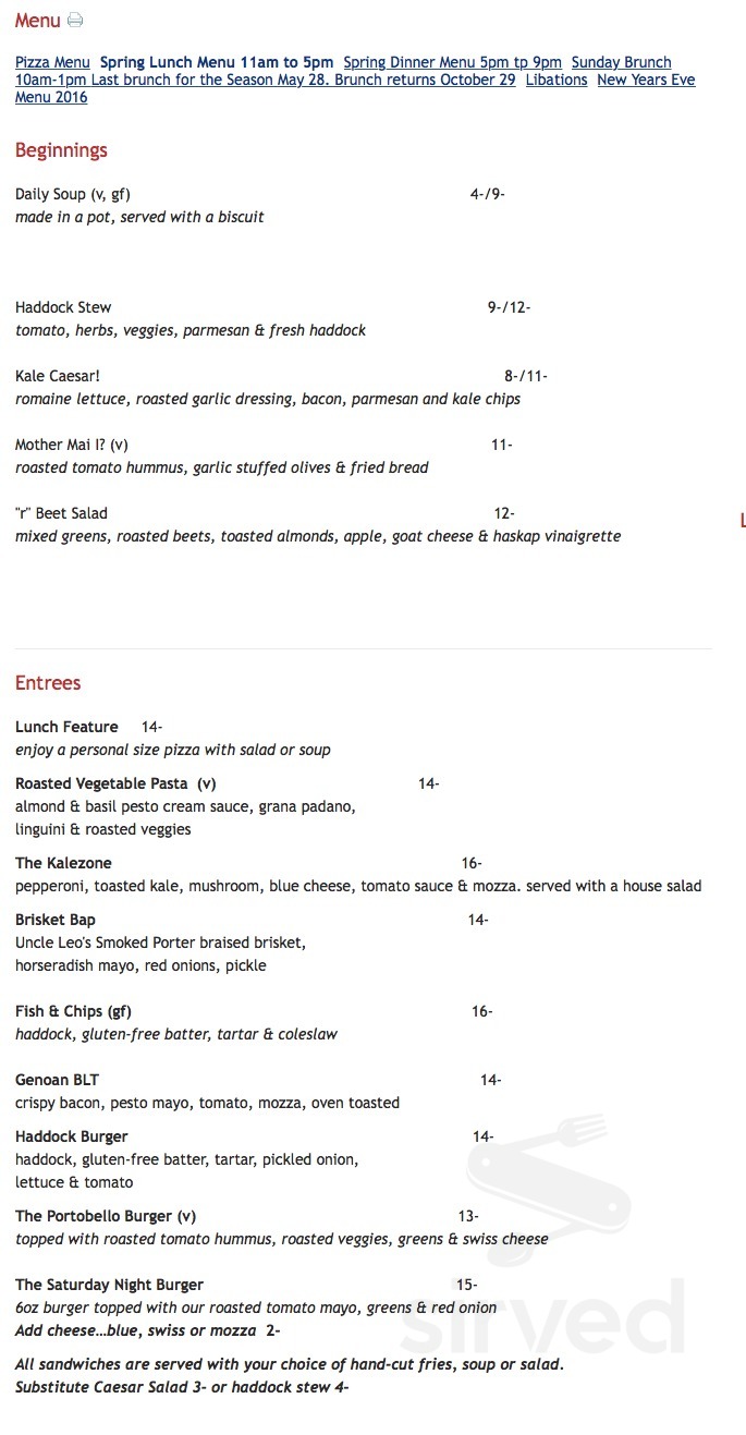 Menu - Indian Harbour NS's Rhubarb | Sirved