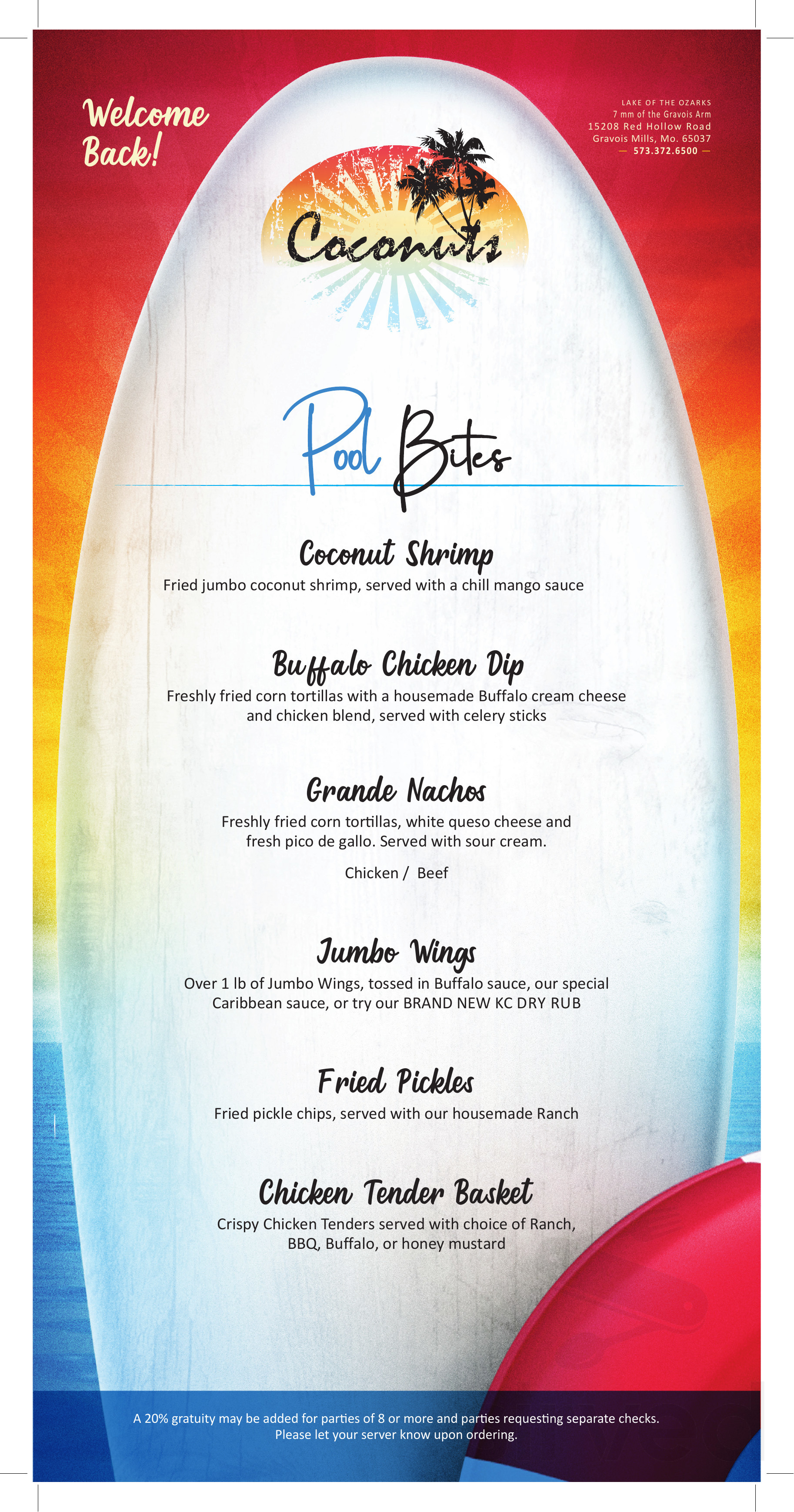 Coconuts At The Lake menus in Gravois Mills, Missouri, United States