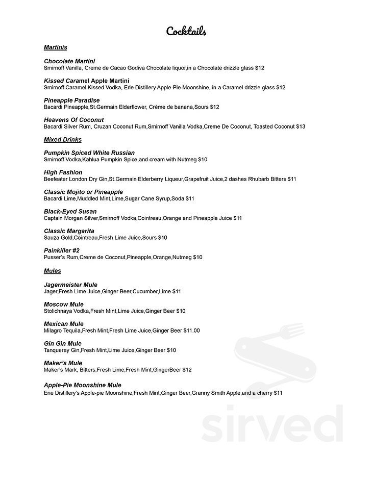Menu - Erie PA's Bob's Steakhouse | Sirved