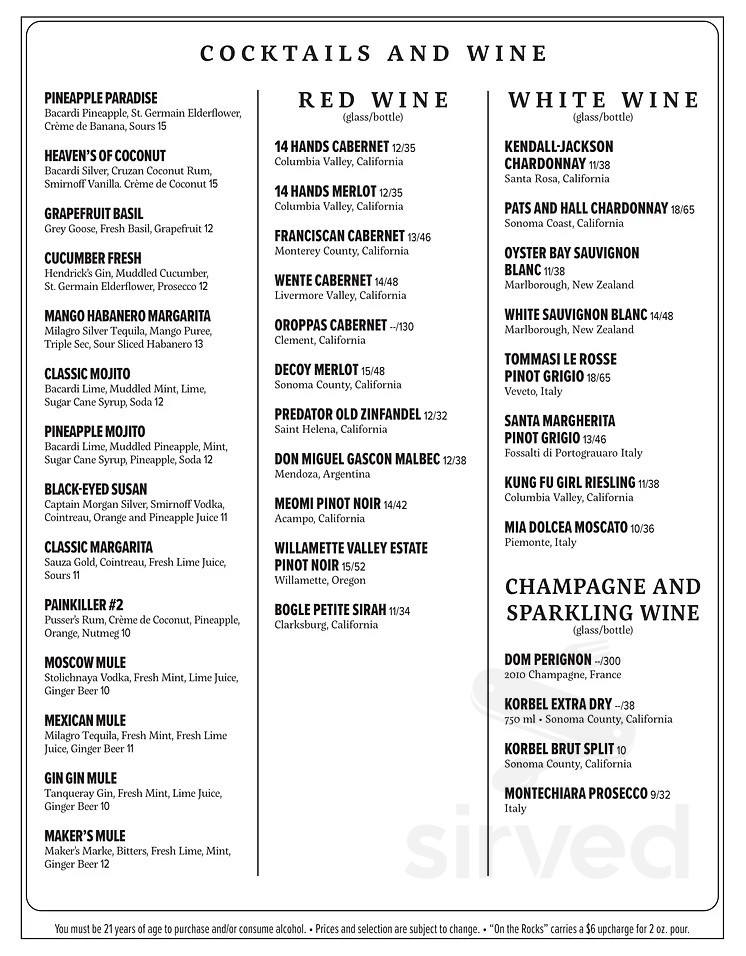 Menu - Erie PA's Bob's Steakhouse | Sirved