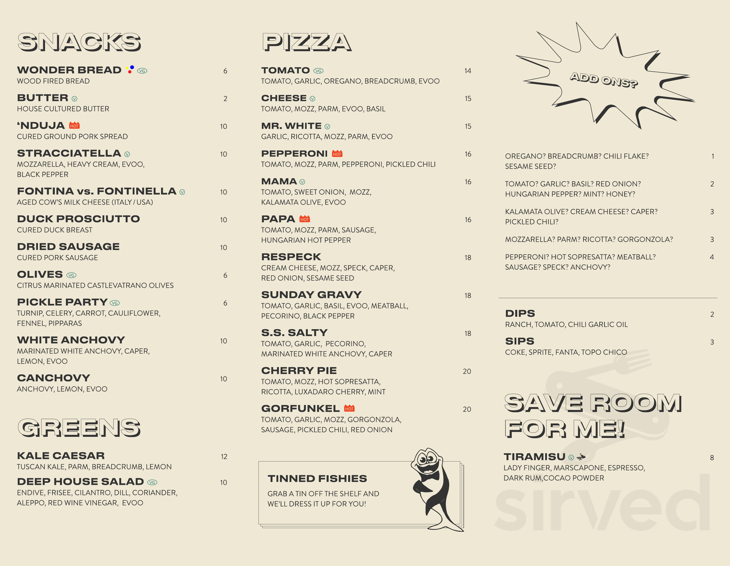 Menu - Cleveland OH's Cent's Pizza + Goods | Sirved