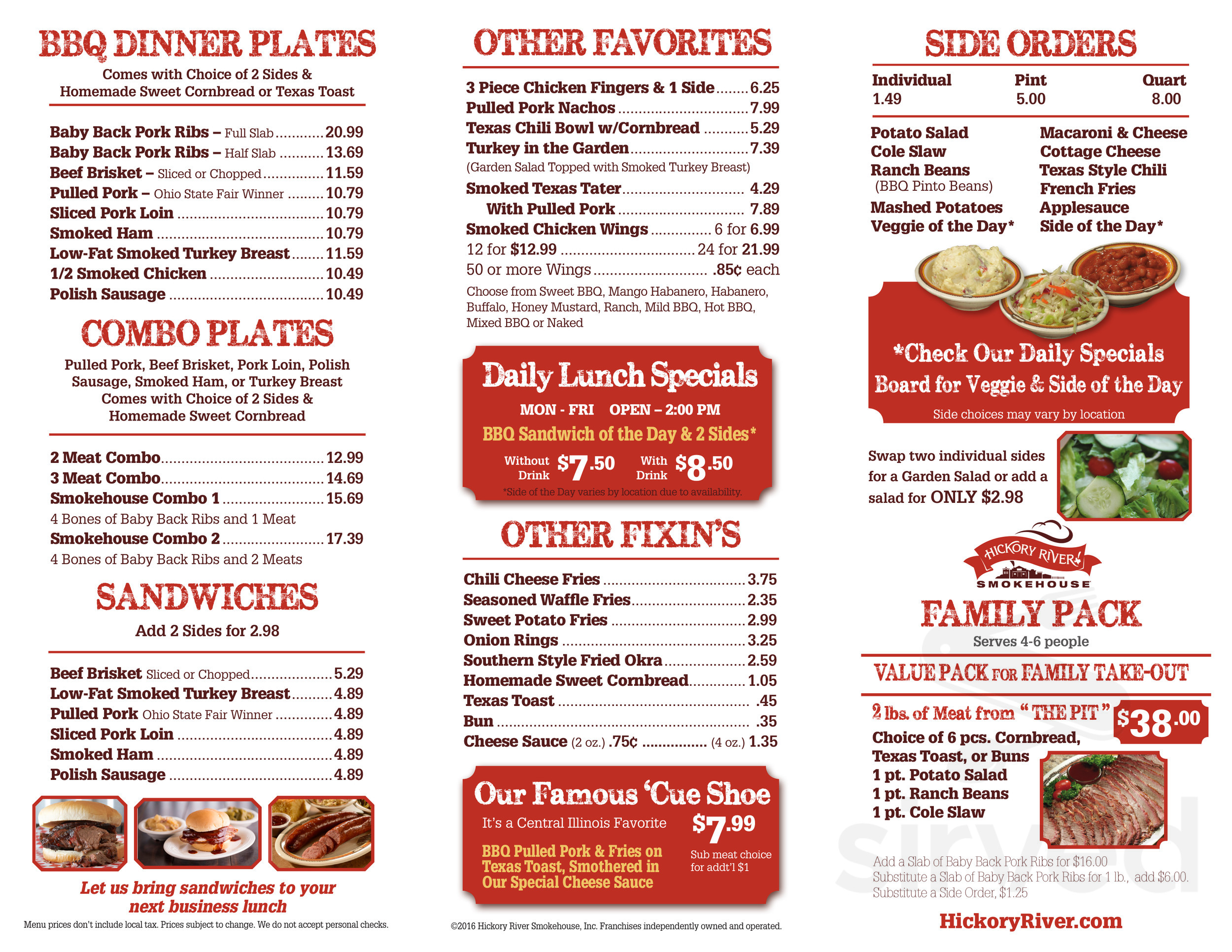 Hickory River Smokehouse menu in Urbana, Illinois, USA