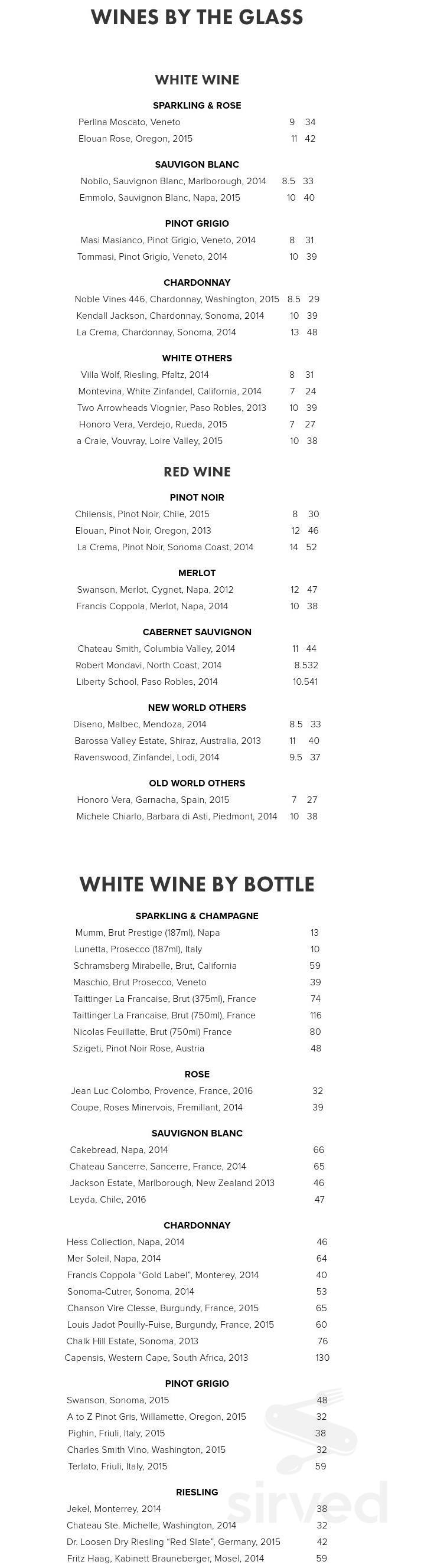 Freda's Seafood Grille menu in Austin, Texas, USA