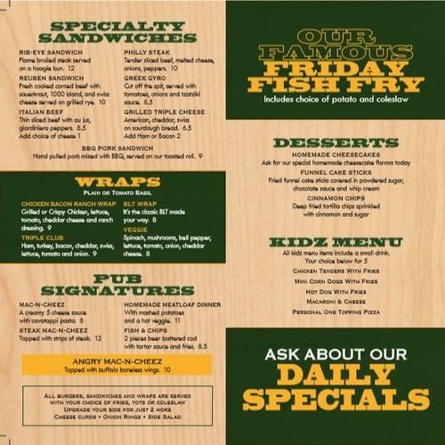 Angry Brothers Pub menu in Racine, Wisconsin, USA