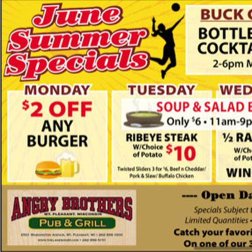 Angry Brothers Pub menu in Racine, Wisconsin, USA