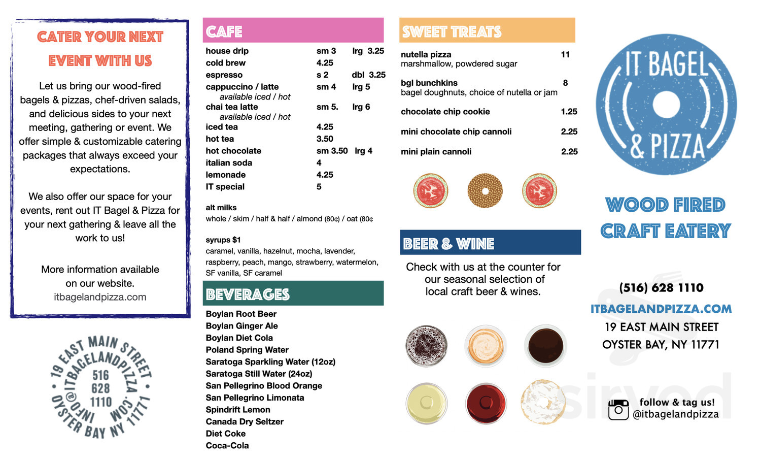 Menu - Oyster Bay NY's IT BAGEL & PIZZA | Sirved