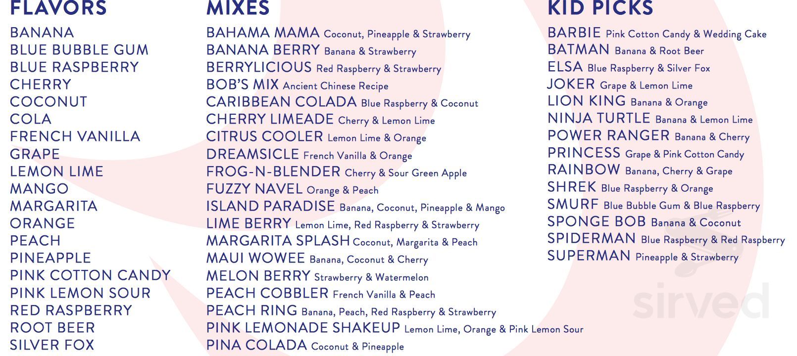 Bob's Jo and Sno menu in Stratton, Colorado, USA