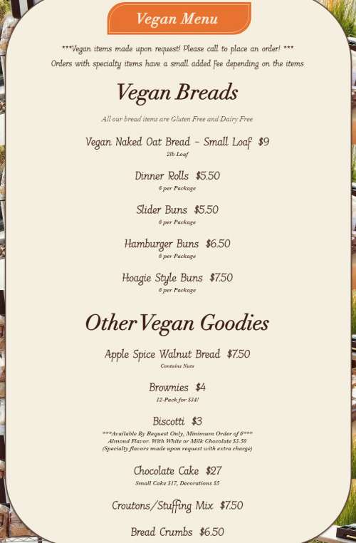 Sister's Gluten Free Bakery menu in Belgrade, Montana, USA