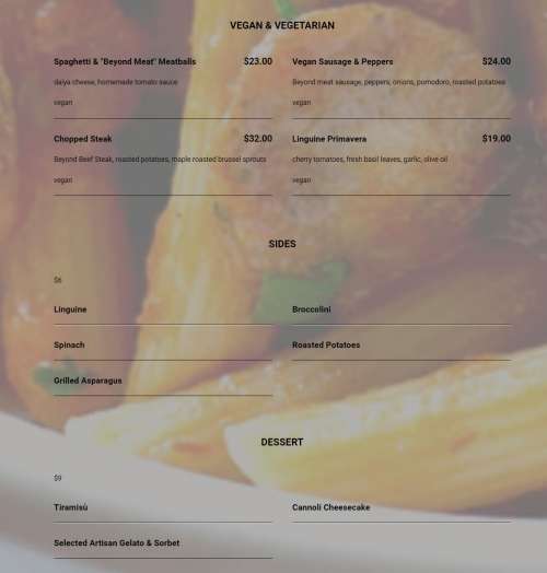 Leone's Italian menu in Norfolk, Virginia, USA