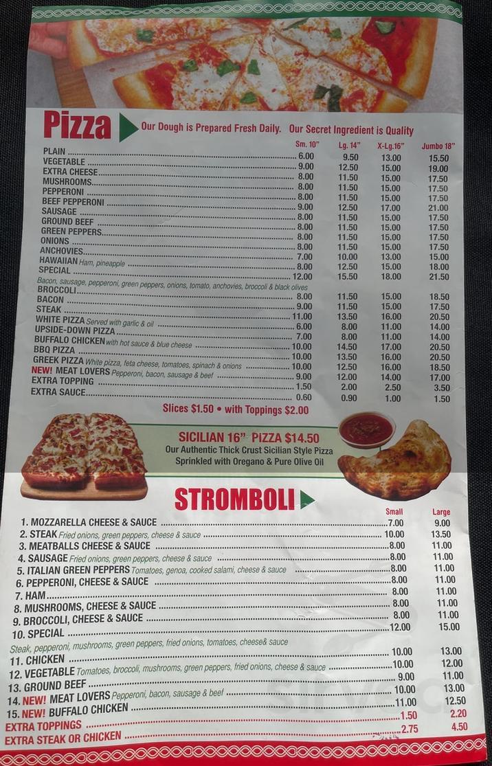 Old London Style Pizza menu in Philadelphia, Pennsylvania, USA