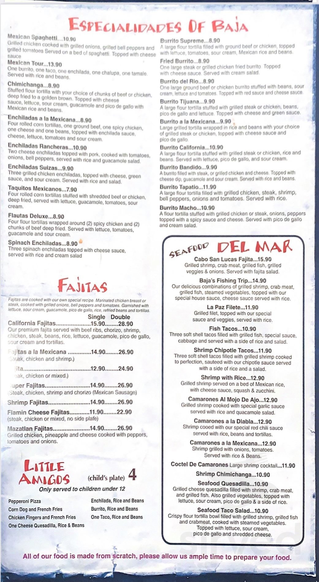 Baja California Cantina & Grill menus in Rainbow City, Alabama, United ...