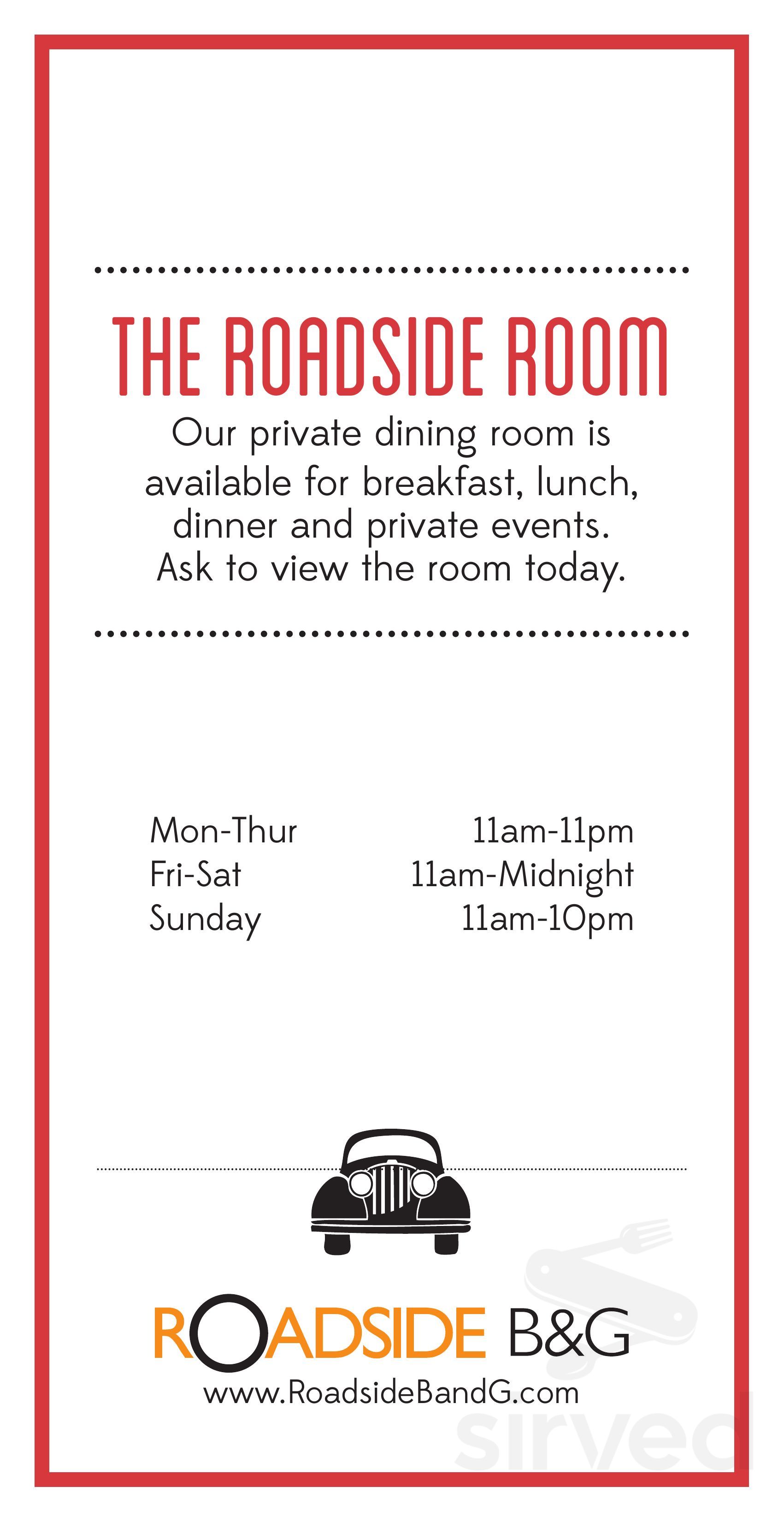 Menu - Bloomfield Hills MI's Roadside B&G | Sirved