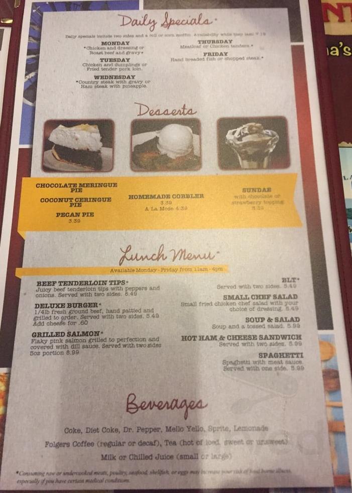 Midland Restaurant menu in Alcoa, Tennessee, USA