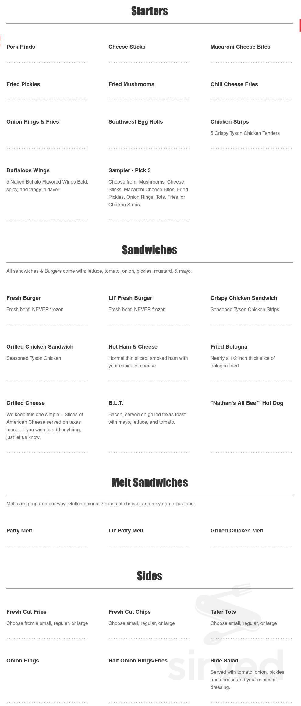 Fresh Burger Grill menus in Ringgold, Georgia, United States