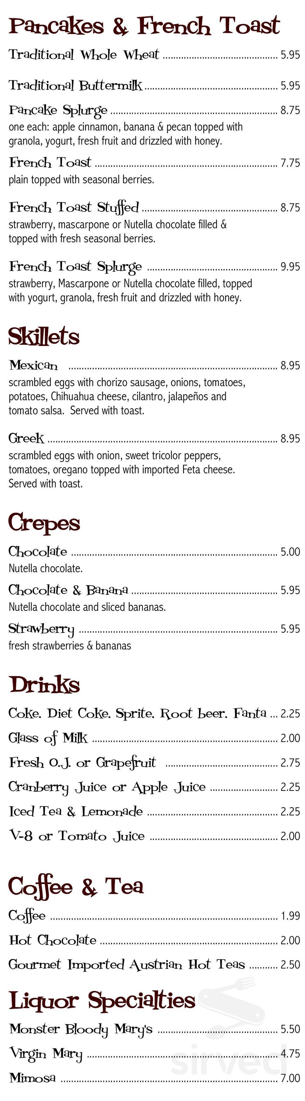 Lexi Lu Breakfast Cafe menu in Chicago, Illinois, USA