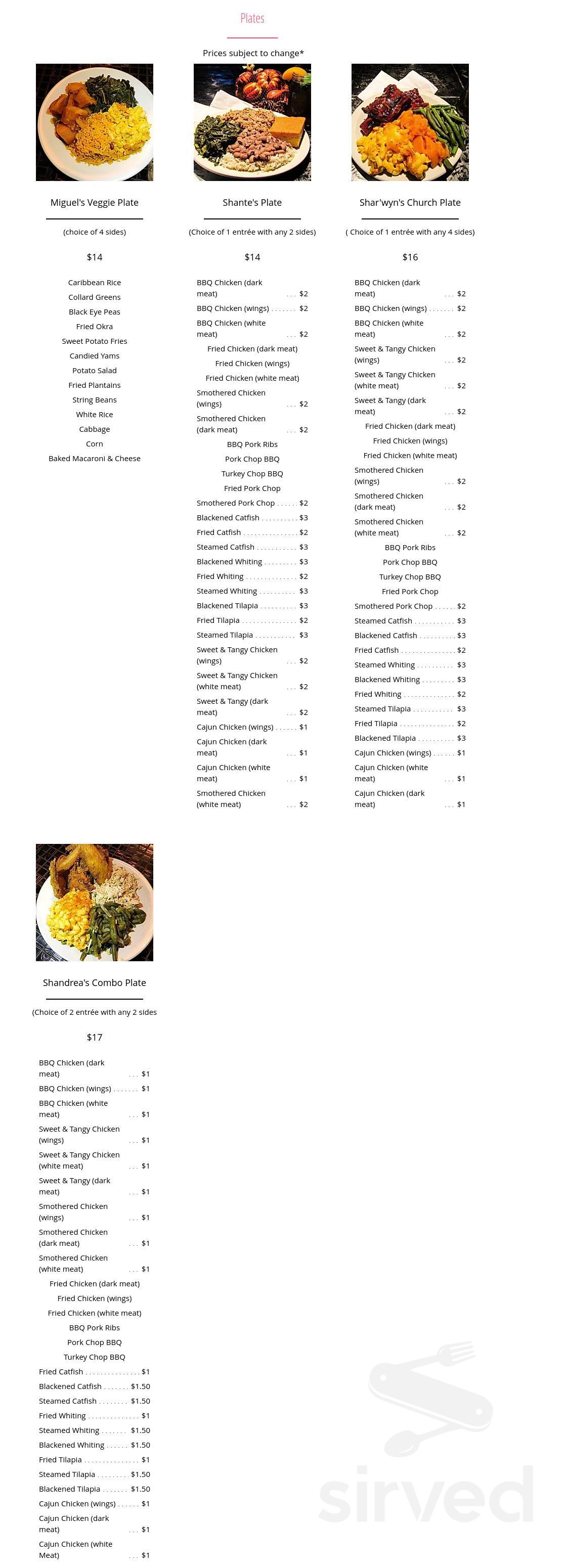 Sandra's Next Generation menu in New Haven, Connecticut, USA