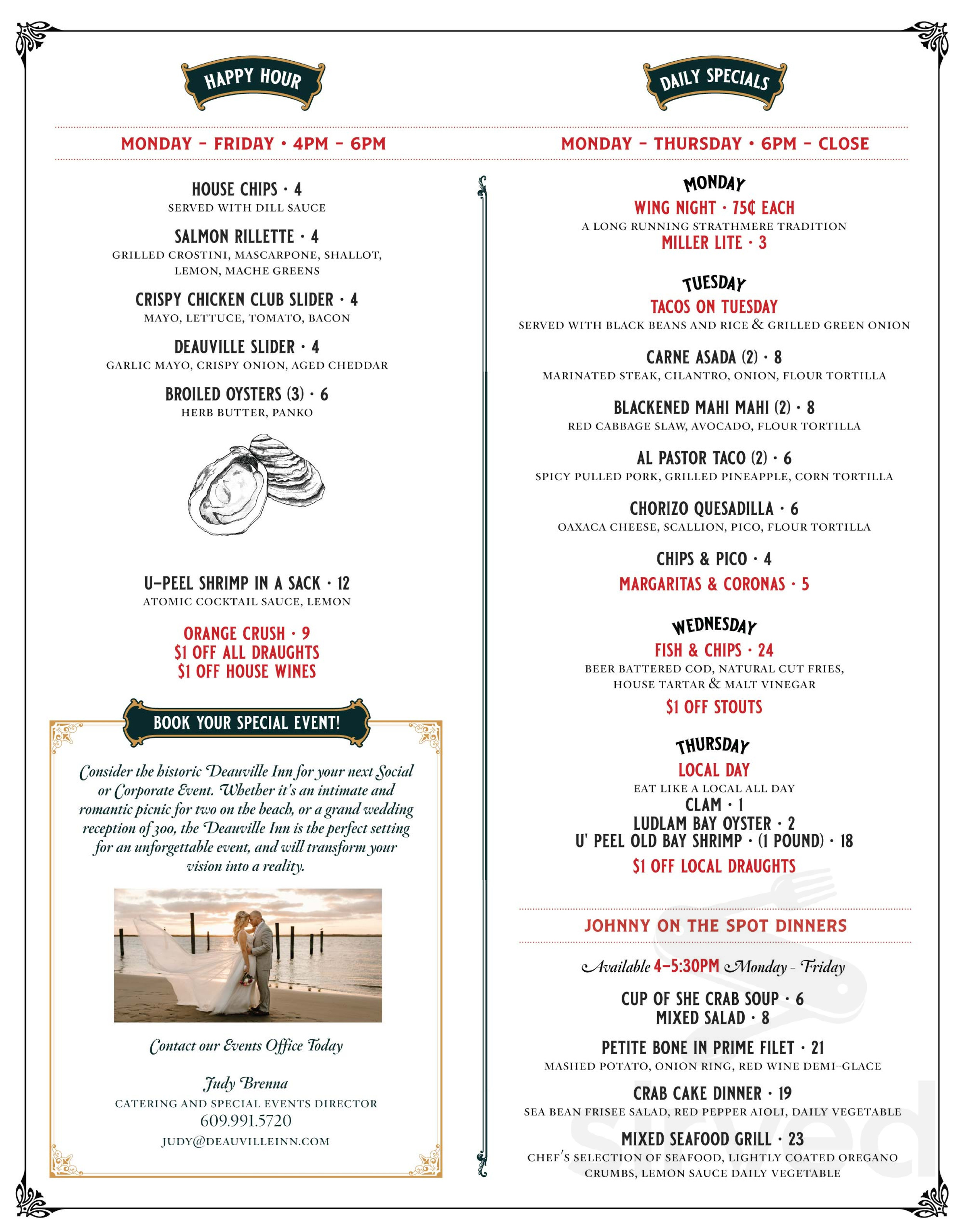 Menu - Strathmere NJ's Deauville Breakfast House | Sirved