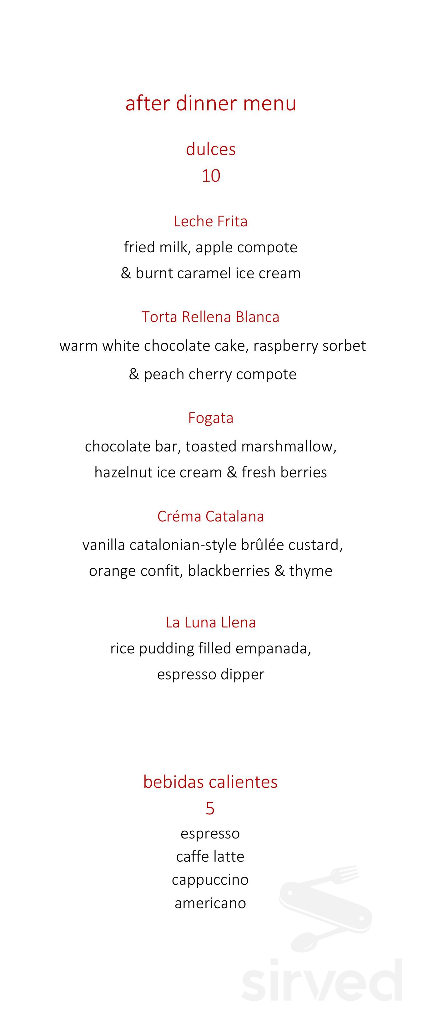 El Tapeo menu in Oak Brook, Illinois, USA