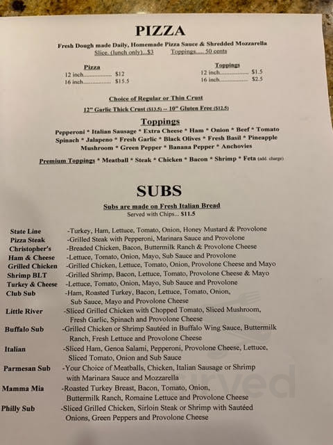 Christopher's Pizza menus in Calabash, North Carolina, United States