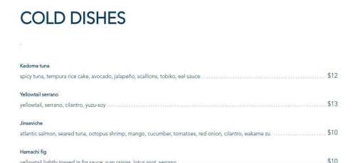 Menu for Jinsei Sushi in Oxford, MS | Sirved