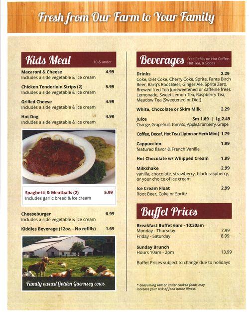 Yoder's Restaurant & Buffet menu in New Holland, Pennsylvania, USA