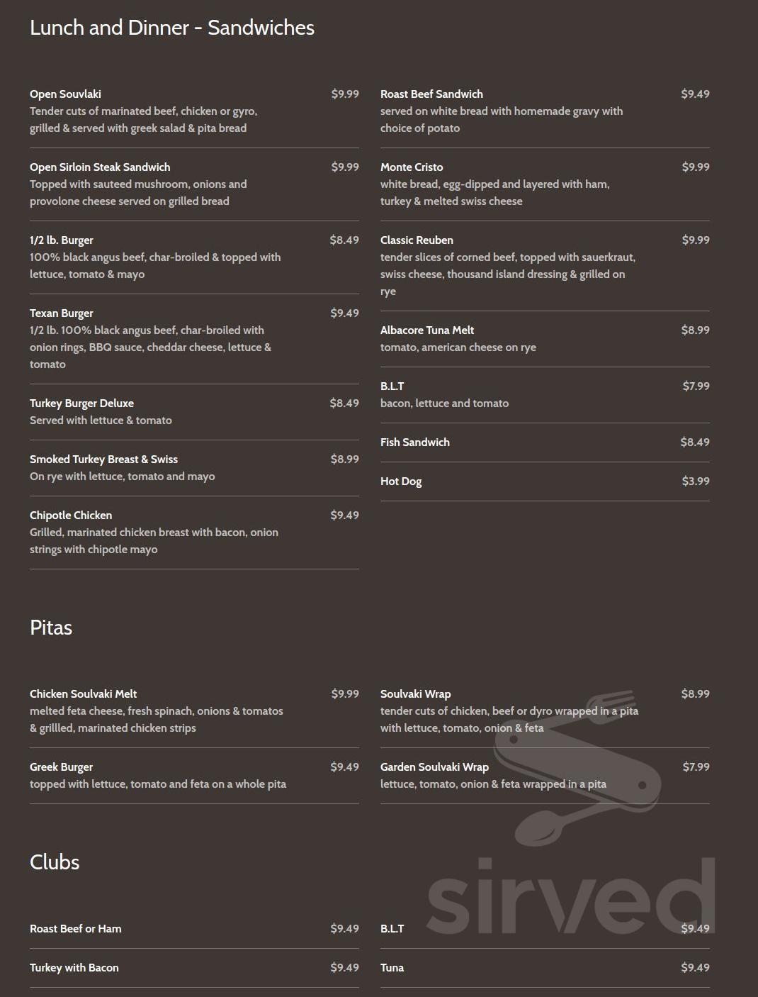 Demetri's On the Lake menu in Dunkirk, New York, USA