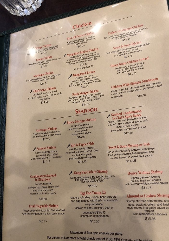 Menu - Hayward CA's Chef's Experience China Bistro | Sirved