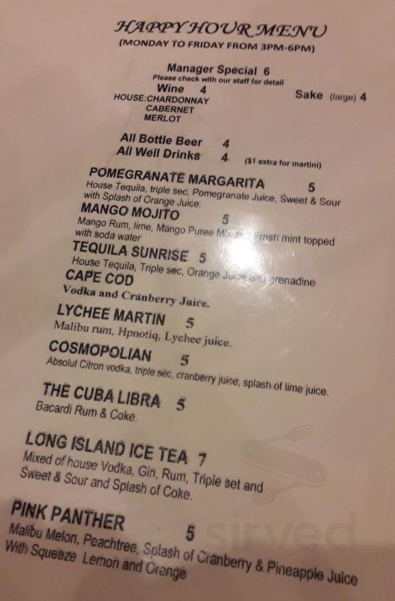 Chef's Experience China Bistro menu in Hayward, California, USA