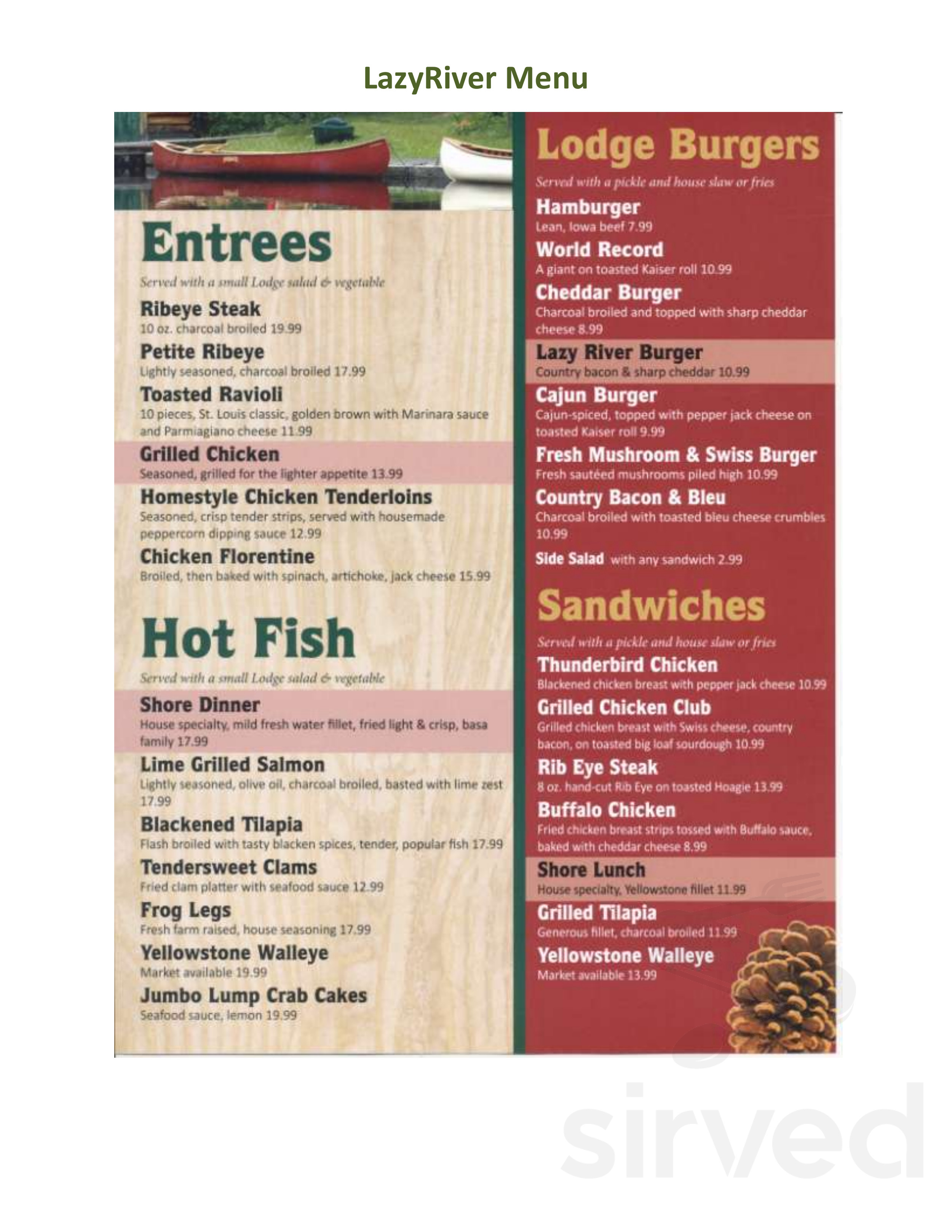 Lazy River Grill menus in Manchester, Missouri, United States