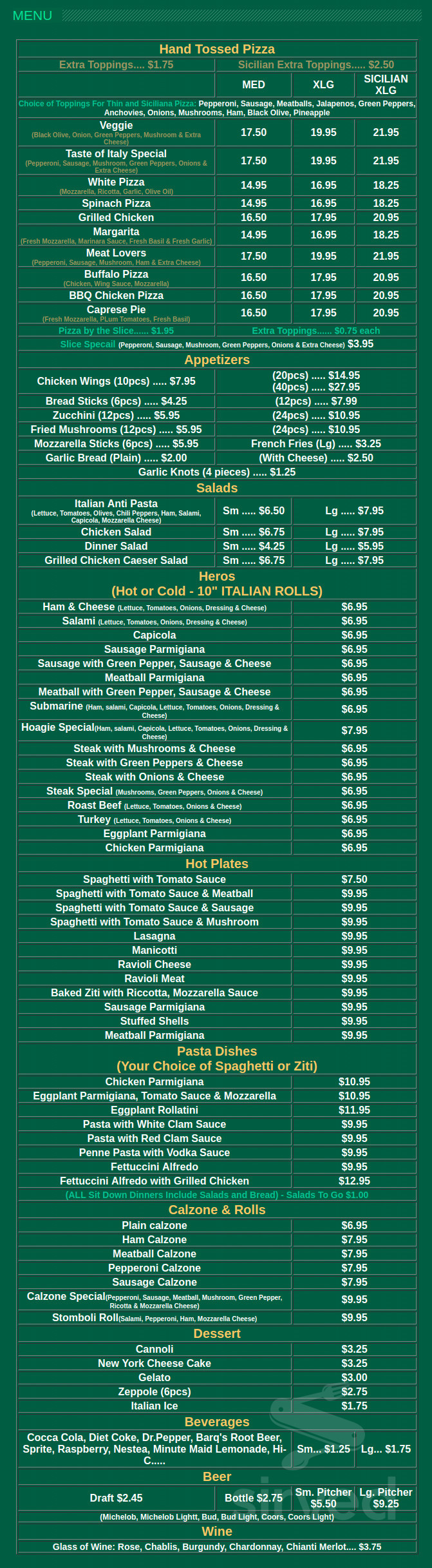 Menu - Goodyear AZ's Taste of Italy | Sirved