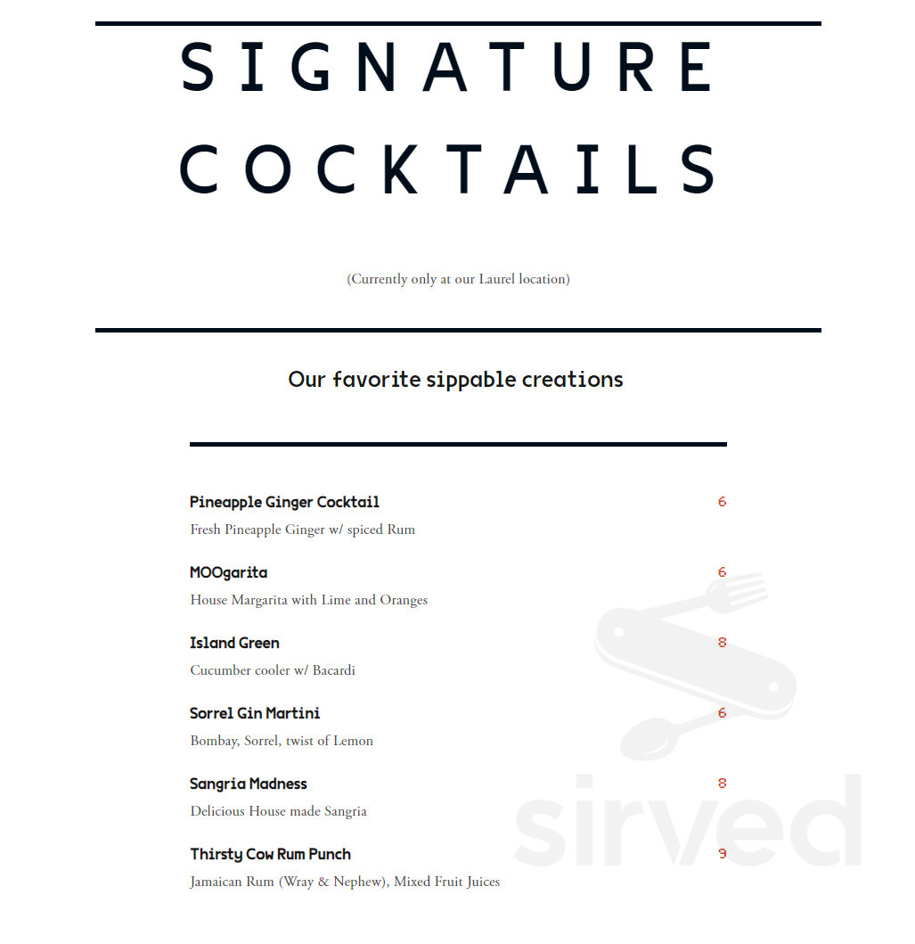 Mad Cow Grill menu in Laurel, Maryland, USA