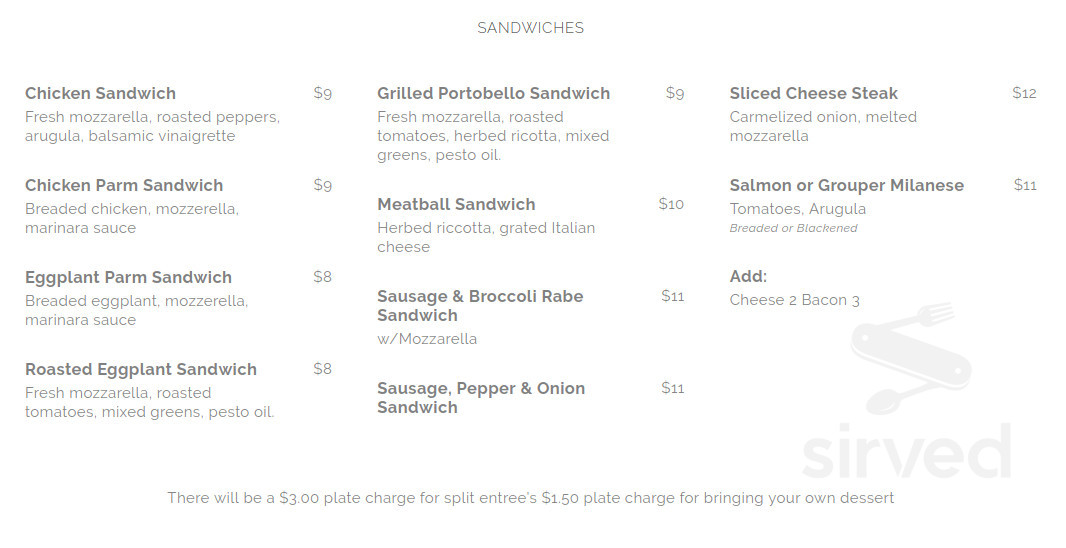 Menu - Summit NJ's La Pastaria | Sirved