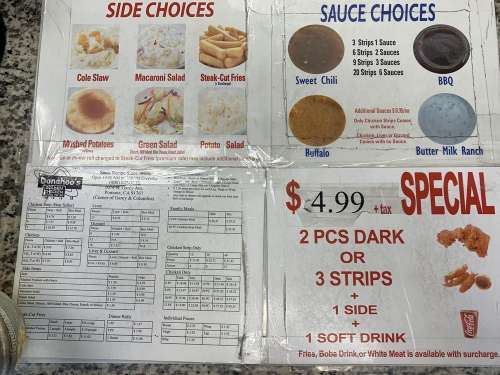 Donahoo's Golden Chicken menu in Pomona, California, USA