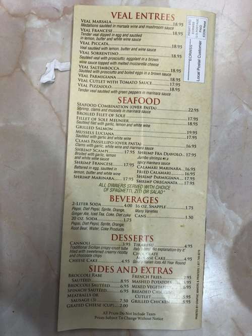 Alba's menu in Queens, New York, USA
