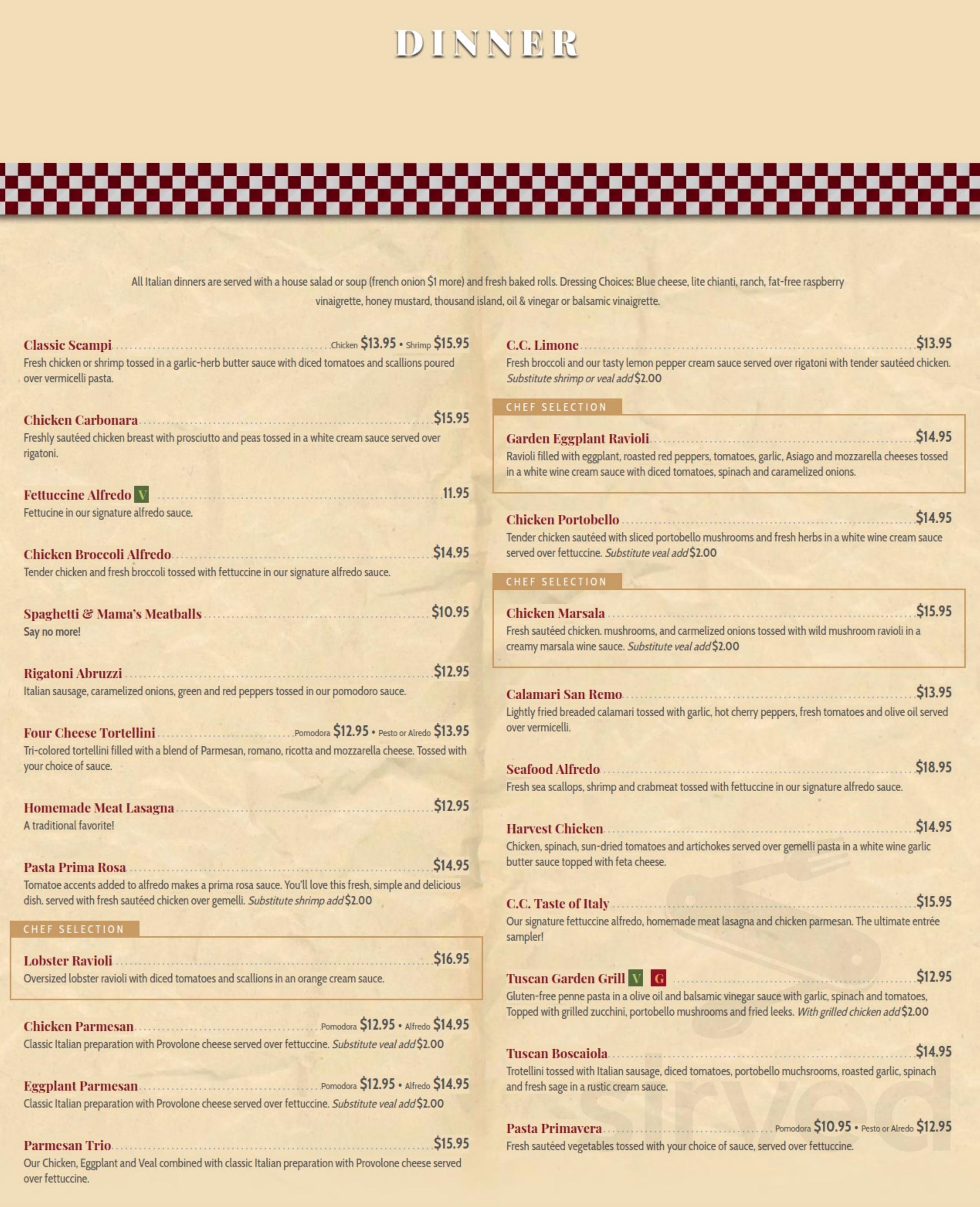 CC Tomatoes menu in Concord, New Hampshire, USA