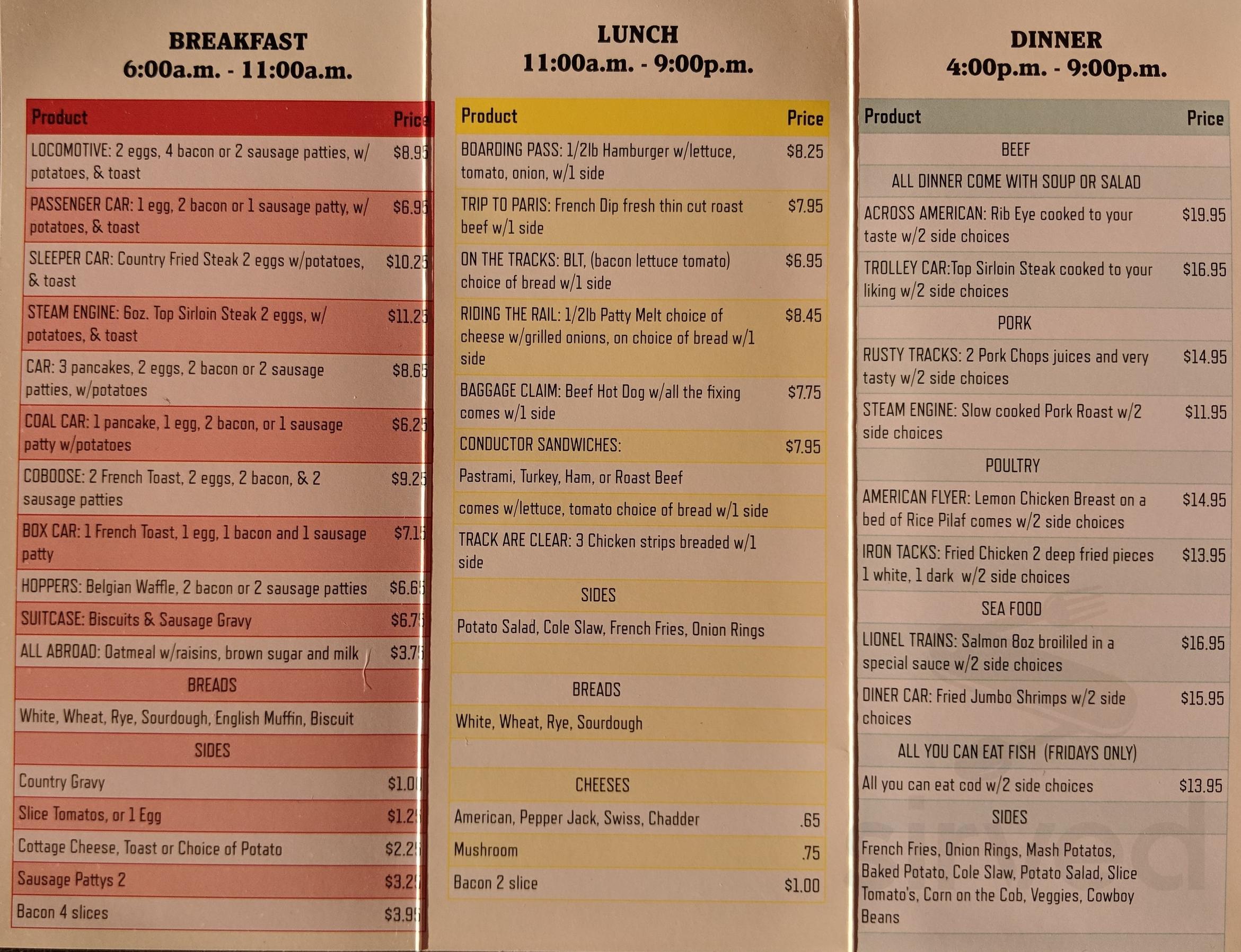 Menu for Wickenburg Station Restaurant & Ice Cream Parlor in Wickenburg ...