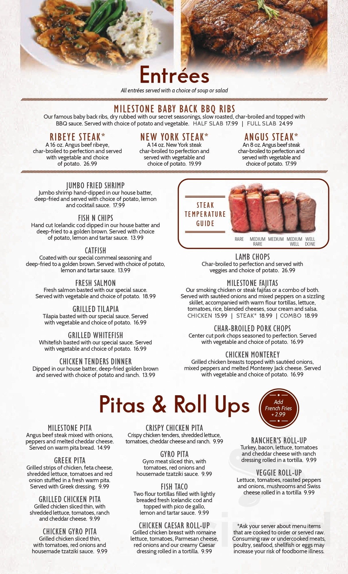 Milestone Grill Warren menu in Warren, Michigan, USA