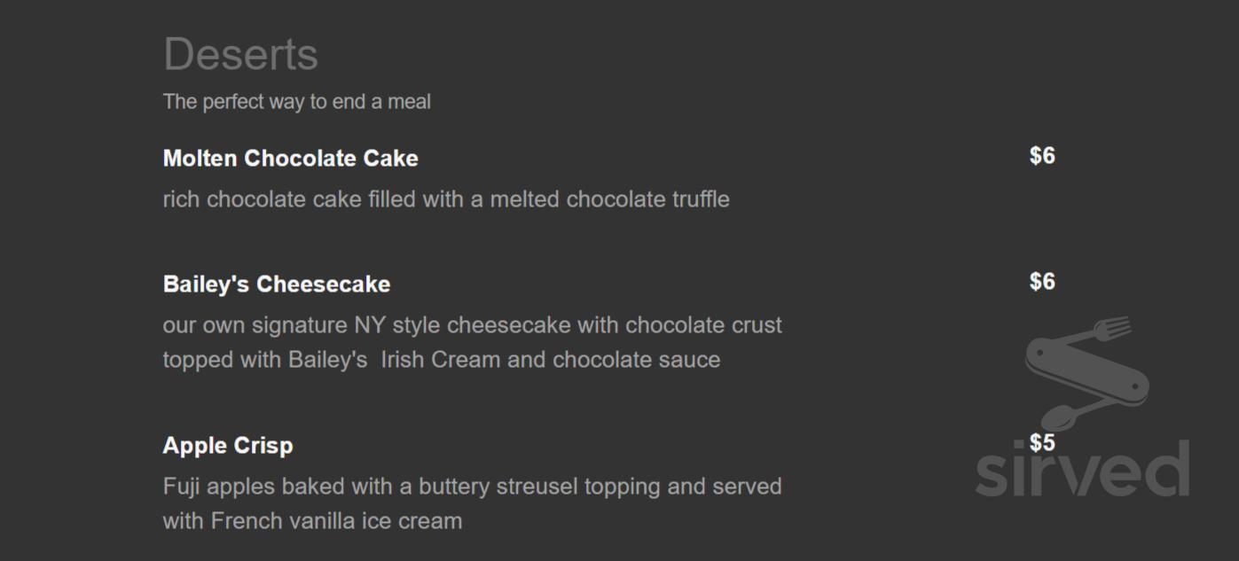 Menu - Bangor ME's The Claddagh Irish Pub | Sirved