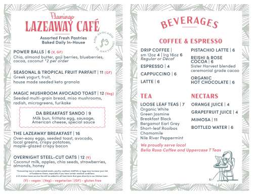 Flamingo Lazeaway Club menu in Santa Rosa, California, USA