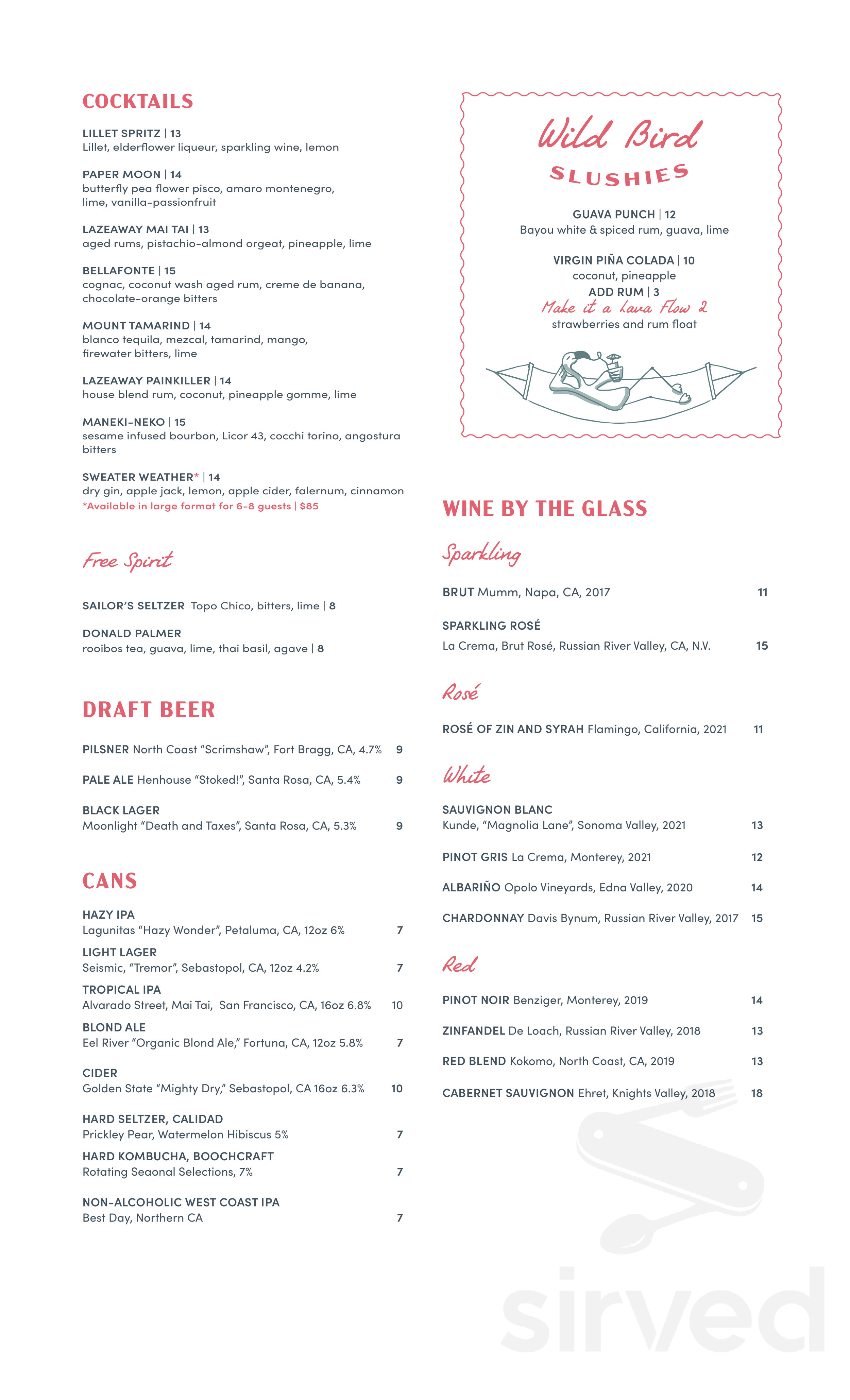 Flamingo Lazeaway Club menu in Santa Rosa, California, USA
