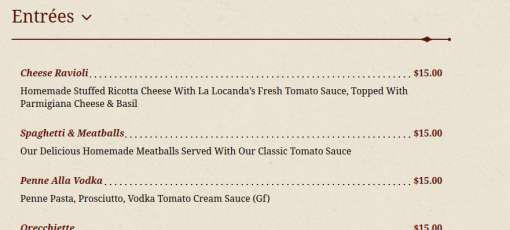 Menu for La Locanda Ristorante in Newtown Square, PA | Sirved